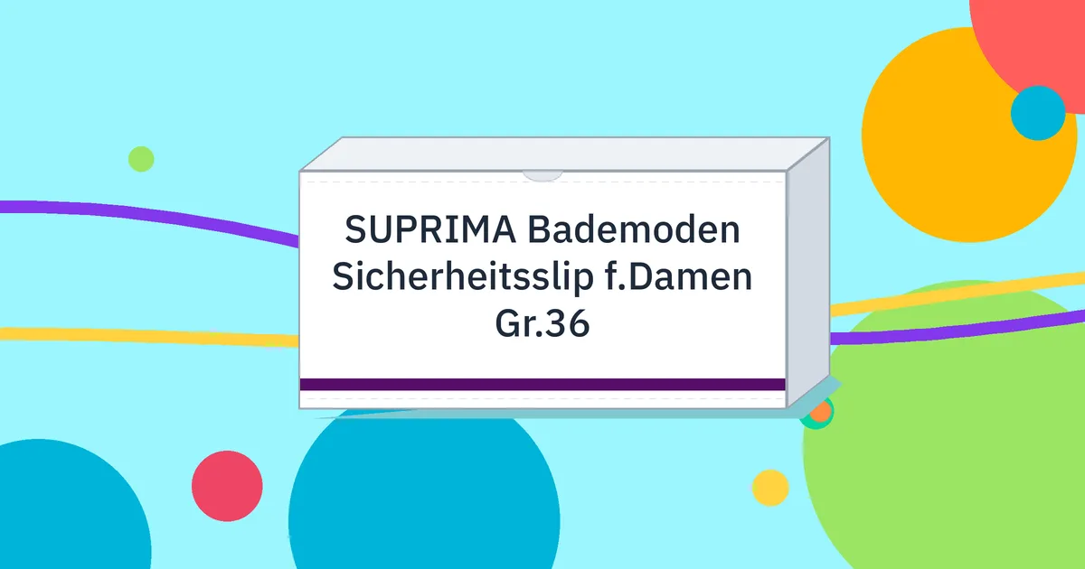 Symbolbild: Packung mit der Aufschrift SUPRIMA Bademoden Sicherheitsslip f.Damen Gr.36 (PZN 09222245) – Verfügbarkeit und Bezug in Apotheken in Frankfurt am Main