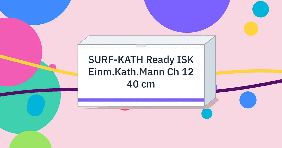 Symbolbild: Packung mit der Aufschrift SURF-KATH Ready ISK Einm.Kath.Mann Ch 12 40 cm (PZN 20916126) – Verfügbarkeit und Bezug in Apotheken in Frankfurt am Main