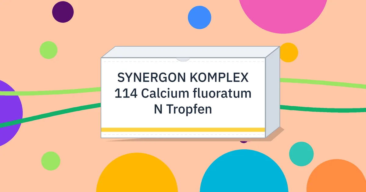 Symbolbild: Packung mit der Aufschrift SYNERGON KOMPLEX 114 Calcium fluoratum N Tropfen (PZN 03575238) – Verfügbarkeit und Bezug in Apotheken in Frankfurt am Main