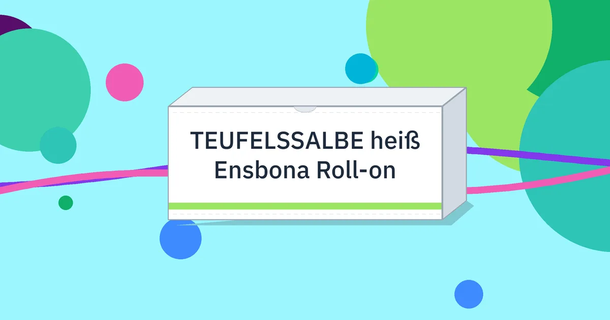 Symbolbild: Packung mit der Aufschrift TEUFELSSALBE heiß Ensbona Roll-on (PZN 17457519) – Verfügbarkeit und Bezug in Apotheken in Frankfurt am Main