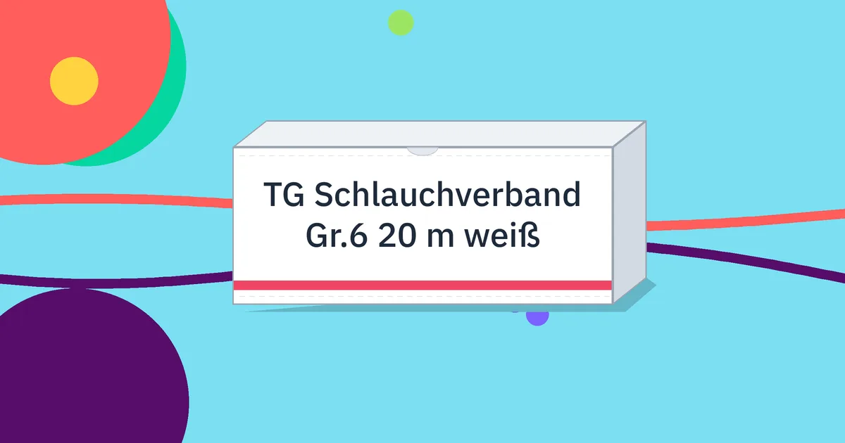 Symbolbild: Packung mit der Aufschrift TG Schlauchverband Gr.6 20 m weiß (PZN 14237088) – Verfügbarkeit und Bezug in Apotheken in Frankfurt am Main