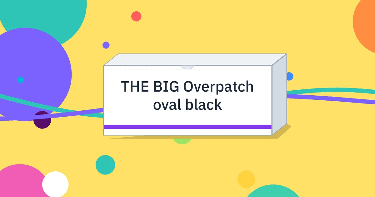 Symbolbild: Packung mit der Aufschrift THE BIG Overpatch oval black (PZN 19867629) – Verfügbarkeit und Bezug in Apotheken in Frankfurt am Main