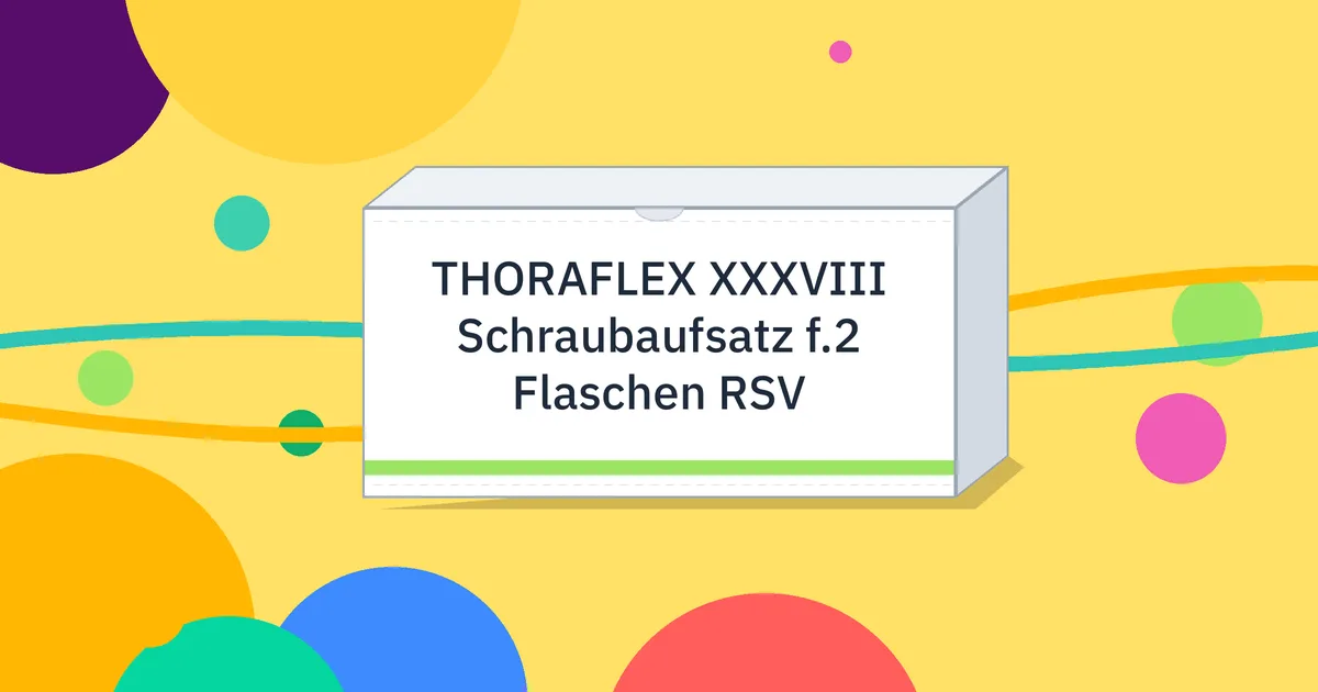 Symbolbild: Packung mit der Aufschrift THORAFLEX XXXVIII Schraubaufsatz f.2 Flaschen RSV (PZN 17483706) – Verfügbarkeit und Bezug in Apotheken in Frankfurt am Main