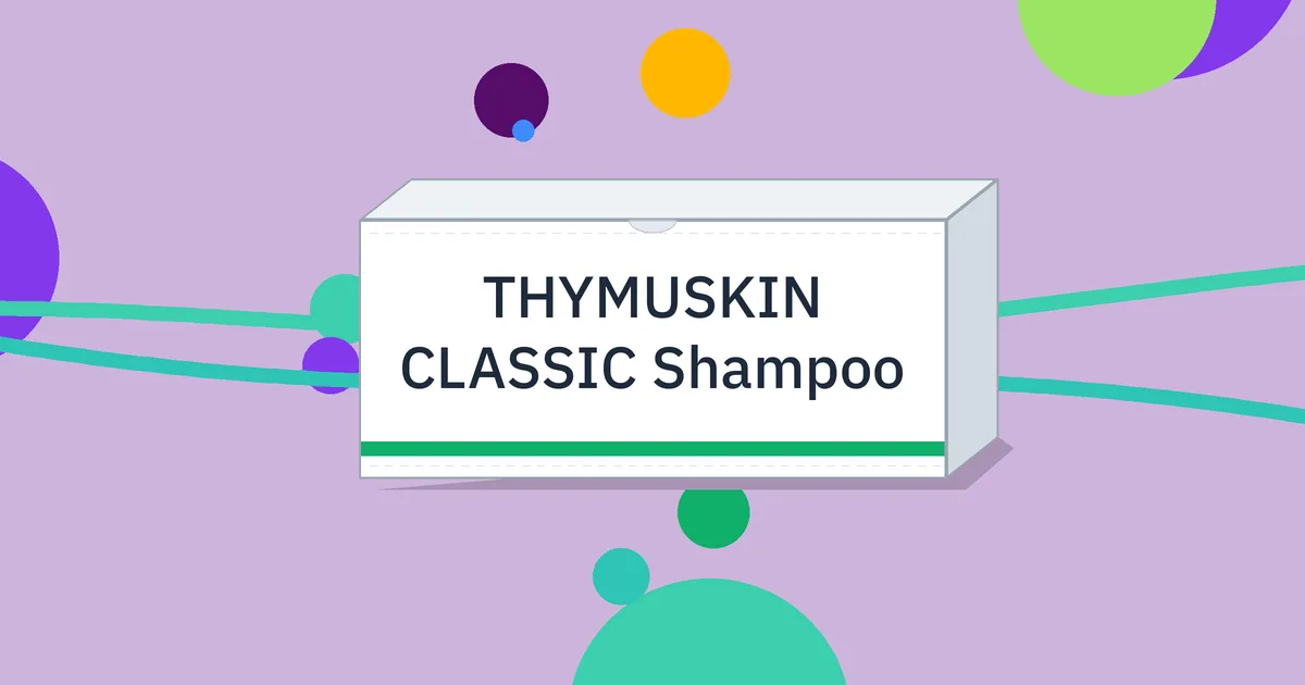Symbolbild: Packung mit der Aufschrift THYMUSKIN CLASSIC Shampoo (PZN 10254233) – Verfügbarkeit und Bezug in Apotheken in Frankfurt am Main