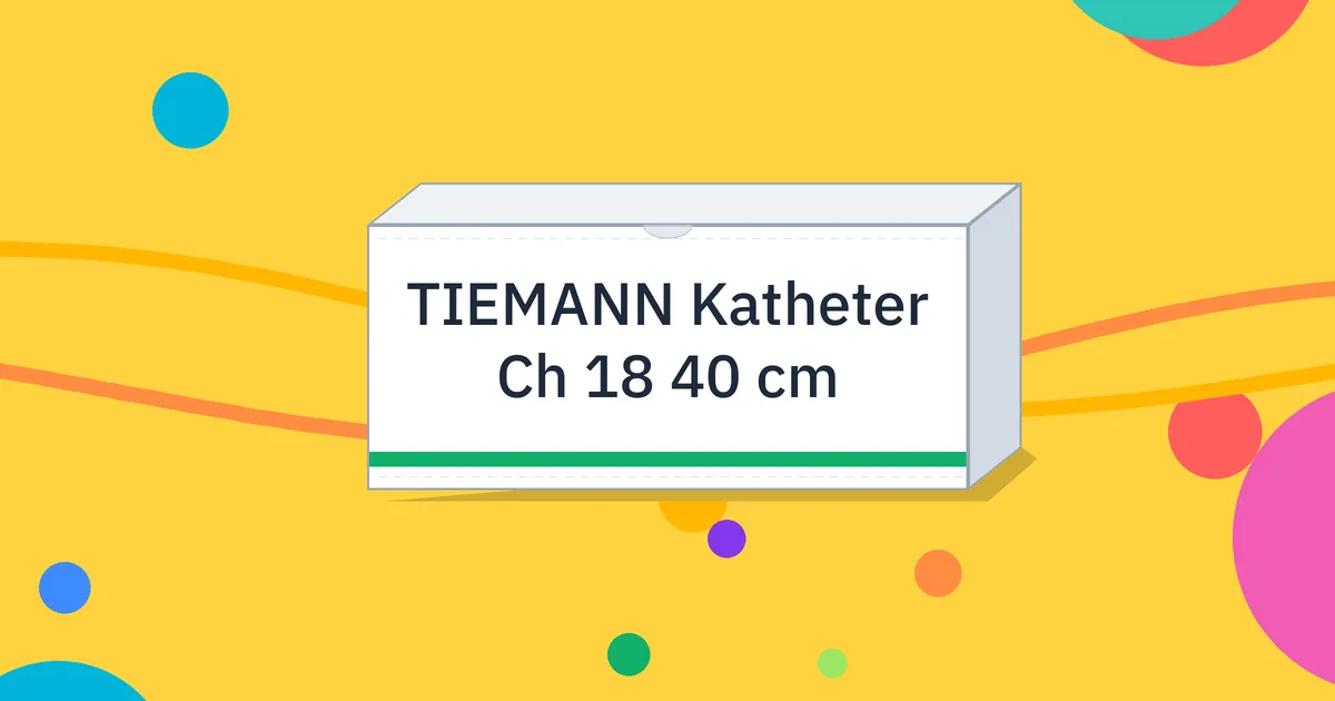 Symbolbild: Packung mit der Aufschrift TIEMANN Katheter Ch 18 40 cm (PZN 07489895) – Verfügbarkeit und Bezug in Apotheken in Frankfurt am Main