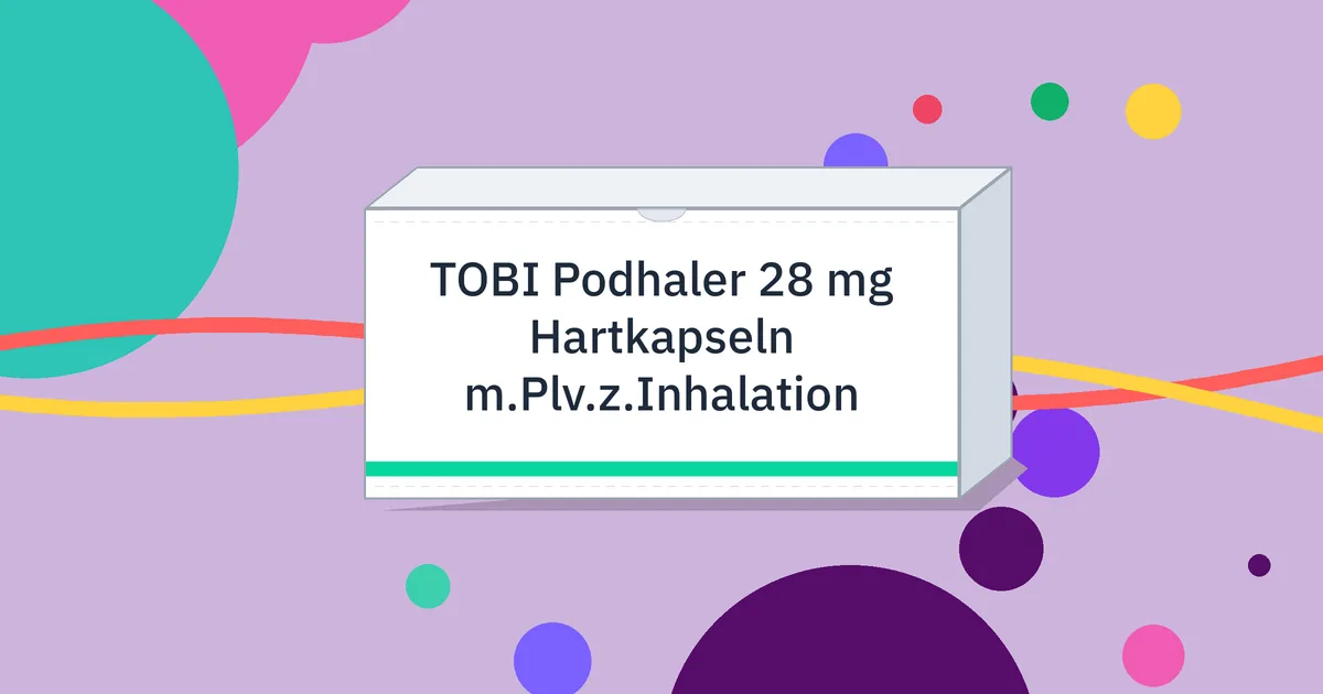 Symbolbild: Packung mit der Aufschrift TOBI Podhaler 28 mg Hartkapseln m.Plv.z.Inhalation (PZN 09783216) – Verfügbarkeit und Bezug in Apotheken in Frankfurt am Main