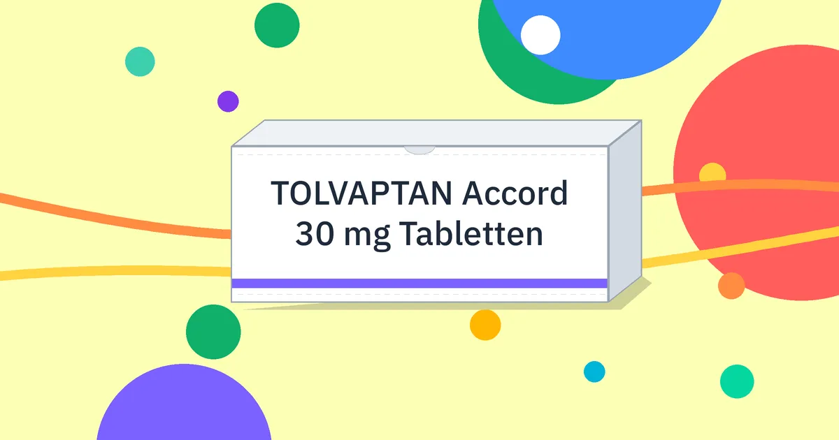 Symbolbild: Packung mit der Aufschrift TOLVAPTAN Accord 30 mg Tabletten (PZN 20022133) – Verfügbarkeit und Bezug in Apotheken in Frankfurt am Main