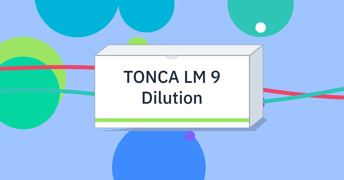 Symbolbild: Packung mit der Aufschrift TONCA LM 9 Dilution (PZN 13225226) – Verfügbarkeit und Bezug in Apotheken in Frankfurt am Main