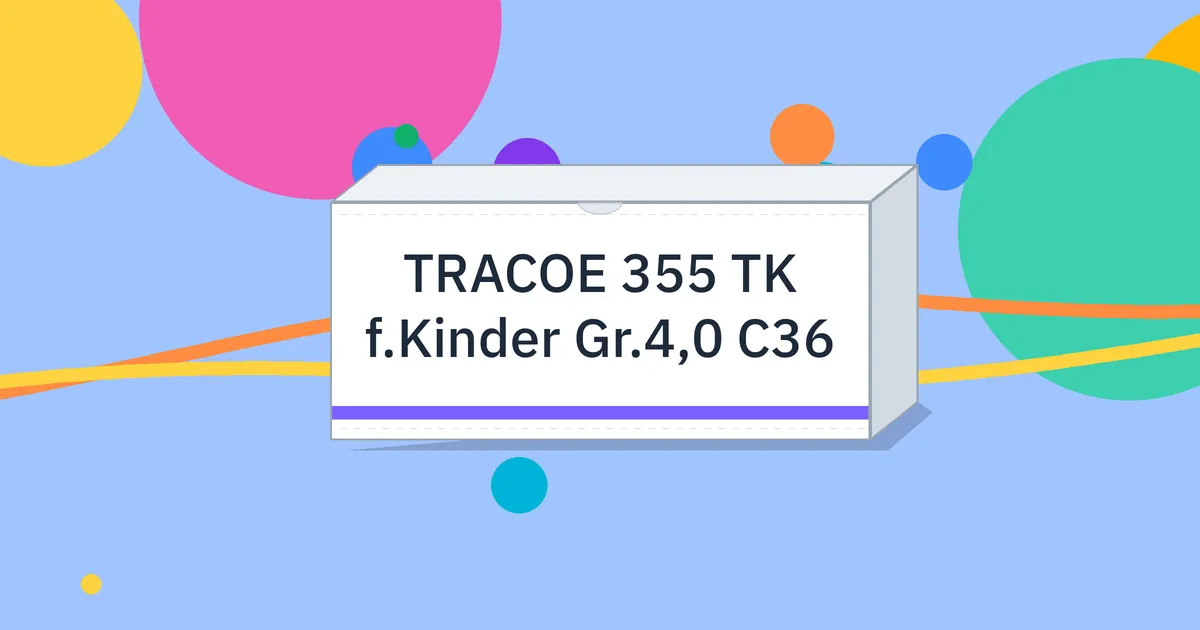 Symbolbild: Packung mit der Aufschrift TRACOE 355 TK f.Kinder Gr.4,0 C36 (PZN 11644120) – Verfügbarkeit und Bezug in Apotheken in Frankfurt am Main