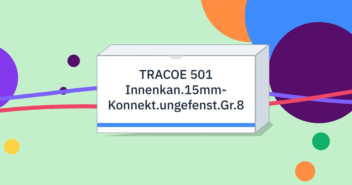 Symbolbild: Packung mit der Aufschrift TRACOE 501 Innenkan.15mm-Konnekt.ungefenst.Gr.8 (PZN 02723085) – Verfügbarkeit und Bezug in Apotheken in Frankfurt am Main