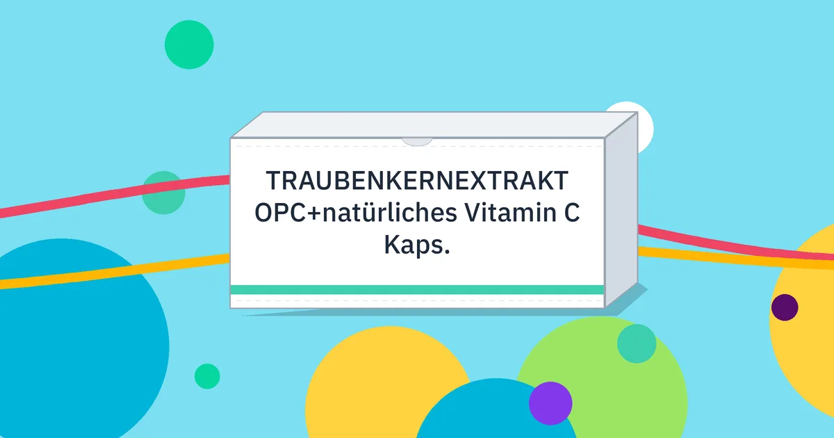 Symbolbild: Packung mit der Aufschrift TRAUBENKERNEXTRAKT OPC+natürliches Vitamin C Kaps. (PZN 16835830) – Verfügbarkeit und Bezug in Apotheken in Frankfurt am Main