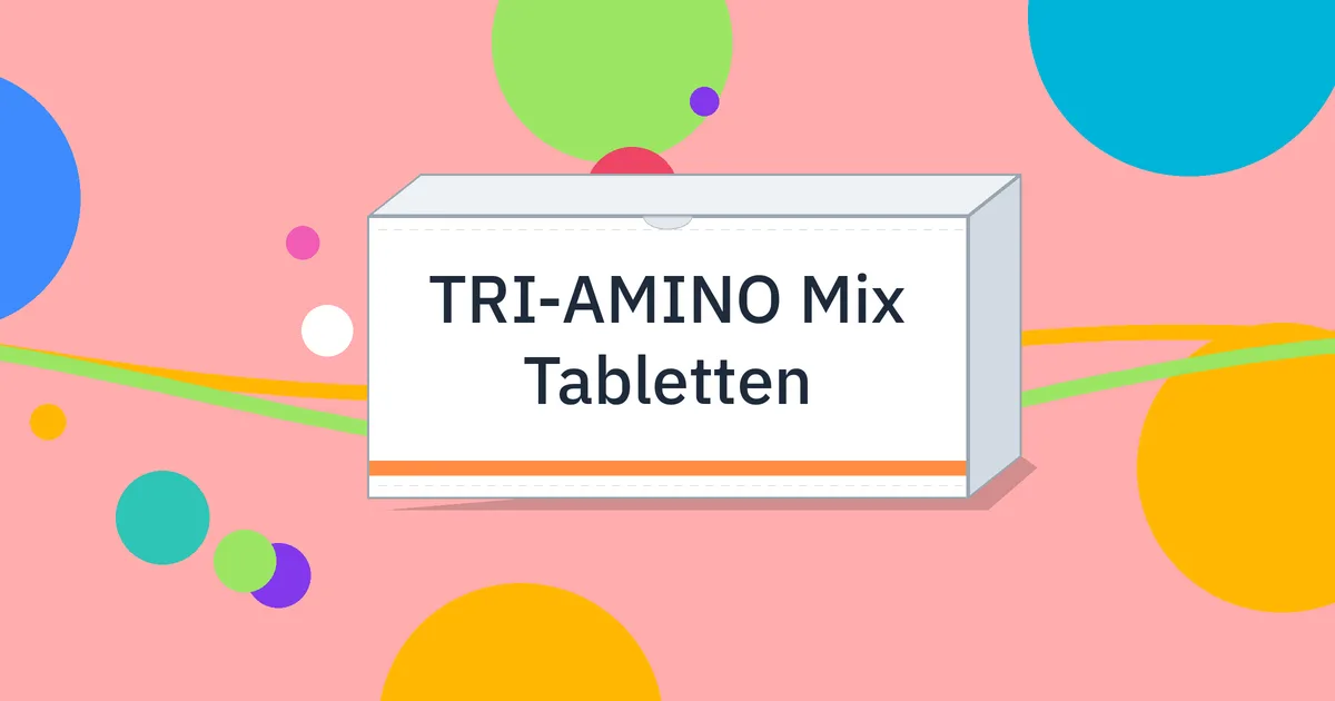 Symbolbild: Packung mit der Aufschrift TRI-AMINO Mix Tabletten (PZN 14307825) – Verfügbarkeit und Bezug in Apotheken in Frankfurt am Main