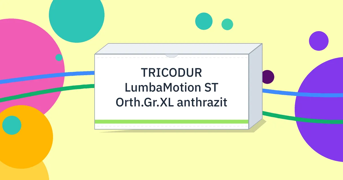 Symbolbild: Packung mit der Aufschrift TRICODUR LumbaMotion ST Orth.Gr.XL anthrazit (PZN 13417977) – Verfügbarkeit und Bezug in Apotheken in Frankfurt am Main