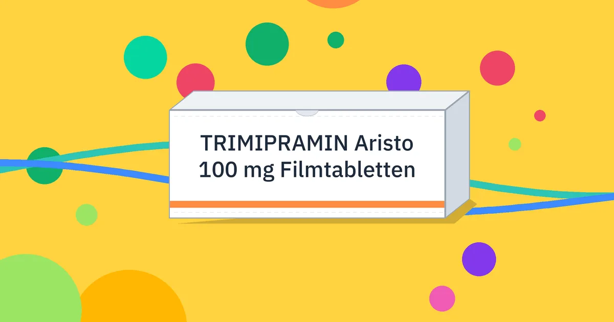 Symbolbild: Packung mit der Aufschrift TRIMIPRAMIN Aristo 100 mg Filmtabletten (PZN 09481900) – Verfügbarkeit und Bezug in Apotheken in Frankfurt am Main