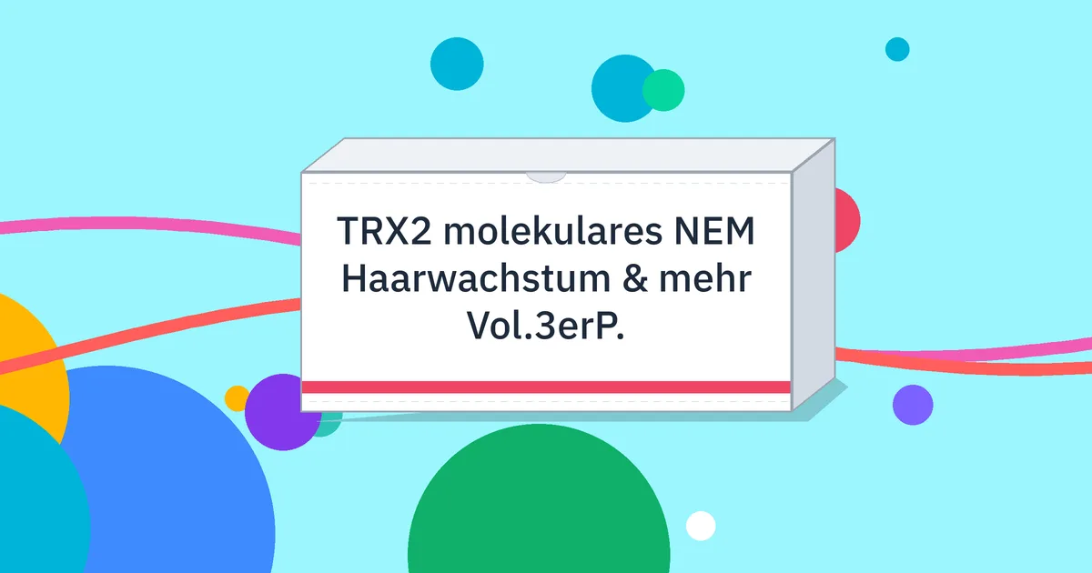 Symbolbild: Packung mit der Aufschrift TRX2 molekulares NEM Haarwachstum & mehr Vol.3erP. (PZN 10836768) – Verfügbarkeit und Bezug in Apotheken in Frankfurt am Main