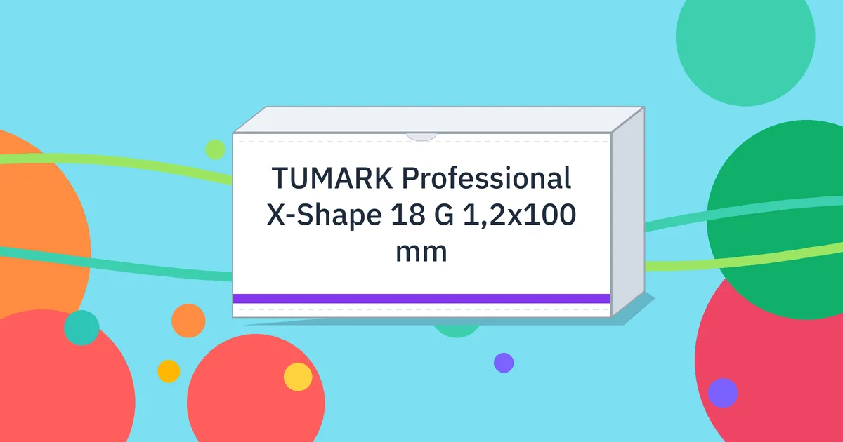 Symbolbild: Packung mit der Aufschrift TUMARK Professional X-Shape 18 G 1,2x100 mm (PZN 20085949) – Verfügbarkeit und Bezug in Apotheken in Frankfurt am Main