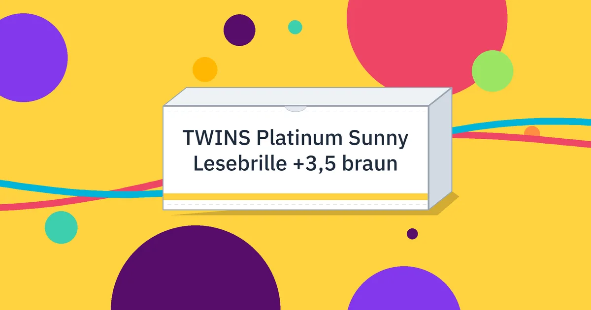 Symbolbild: Packung mit der Aufschrift TWINS Platinum Sunny Lesebrille +3,5 braun (PZN 13344066) – Verfügbarkeit und Bezug in Apotheken in Frankfurt am Main