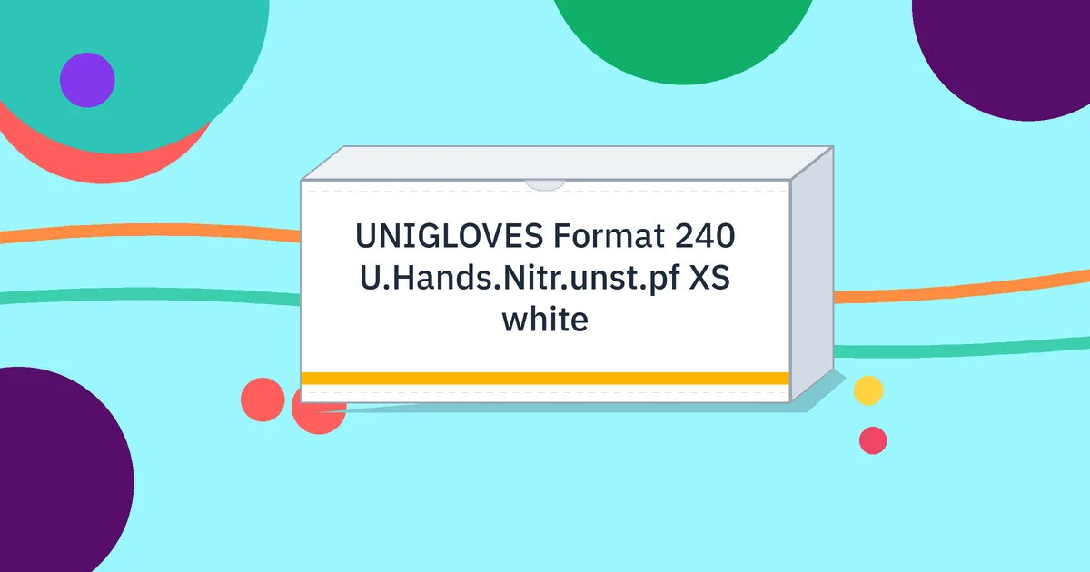 Symbolbild: Packung mit der Aufschrift UNIGLOVES Format 240 U.Hands.Nitr.unst.pf XS white (PZN 18100423) – Verfügbarkeit und Bezug in Apotheken in Frankfurt am Main