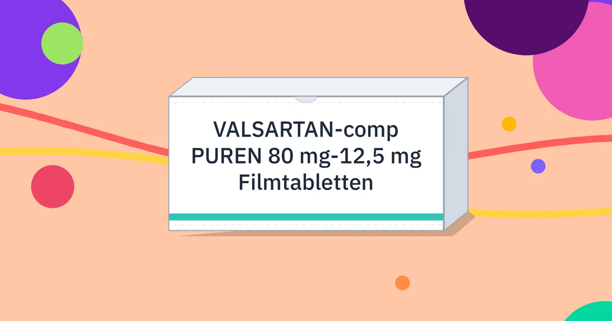 Symbolbild: Packung mit der Aufschrift VALSARTAN-comp PUREN 80 mg-12,5 mg Filmtabletten (PZN 11358414) – Verfügbarkeit und Bezug in Apotheken in Frankfurt am Main