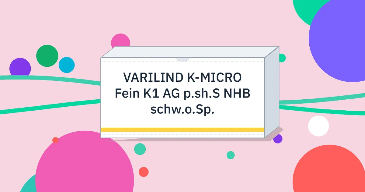 Symbolbild: Packung mit der Aufschrift VARILIND K-MICRO Fein K1 AG p.sh.S NHB schw.o.Sp. (PZN 20555378) – Verfügbarkeit und Bezug in Apotheken in Frankfurt am Main