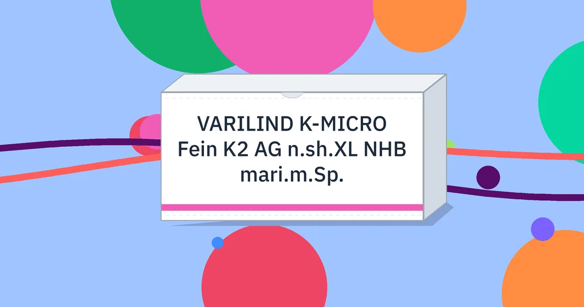 Symbolbild: Packung mit der Aufschrift VARILIND K-MICRO Fein K2 AG n.sh.XL NHB mari.m.Sp. (PZN 20556165) – Verfügbarkeit und Bezug in Apotheken in Frankfurt am Main