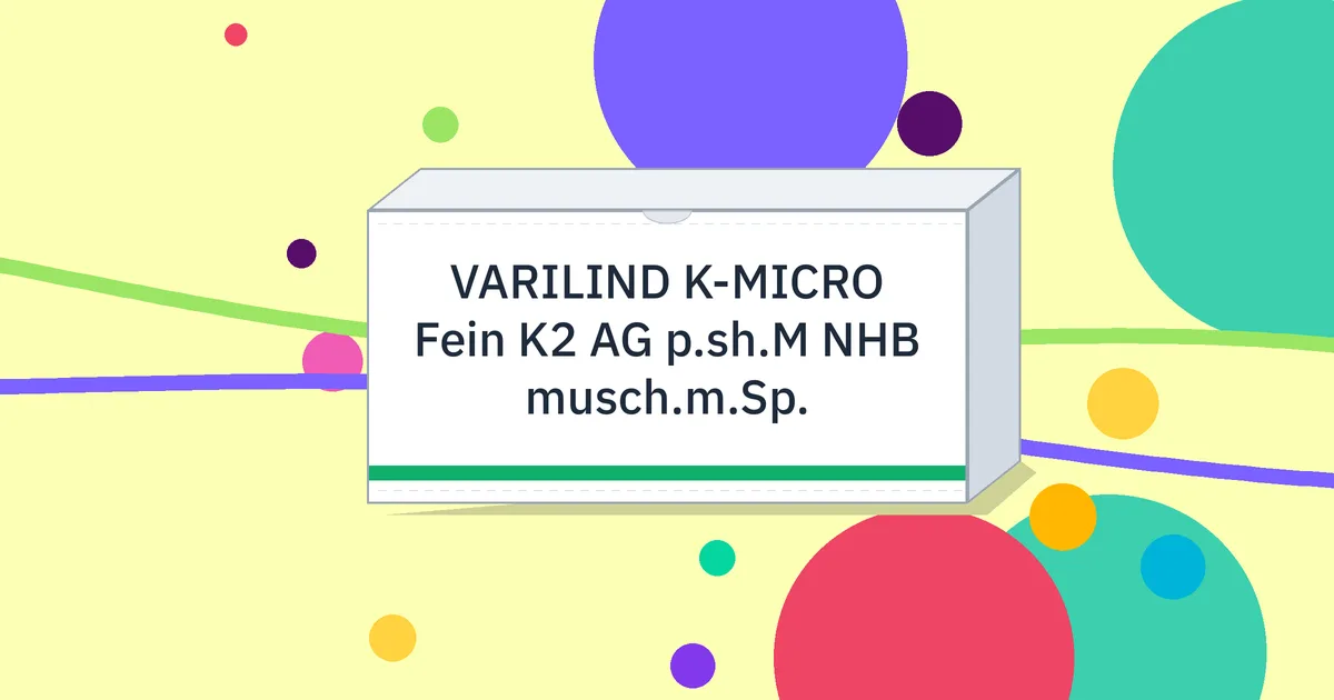 Symbolbild: Packung mit der Aufschrift VARILIND K-MICRO Fein K2 AG p.sh.M NHB musch.m.Sp. (PZN 20556975) – Verfügbarkeit und Bezug in Apotheken in Frankfurt am Main