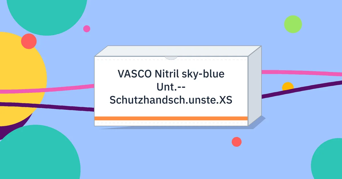 Symbolbild: Packung mit der Aufschrift VASCO Nitril sky-blue Unt.--Schutzhandsch.unste.XS (PZN 18713924) – Verfügbarkeit und Bezug in Apotheken in Frankfurt am Main