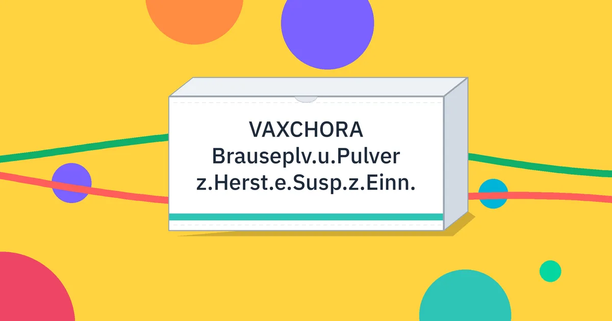 Symbolbild: Packung mit der Aufschrift VAXCHORA Brauseplv.u.Pulver z.Herst.e.Susp.z.Einn. (PZN 19183144) – Verfügbarkeit und Bezug in Apotheken in Frankfurt am Main