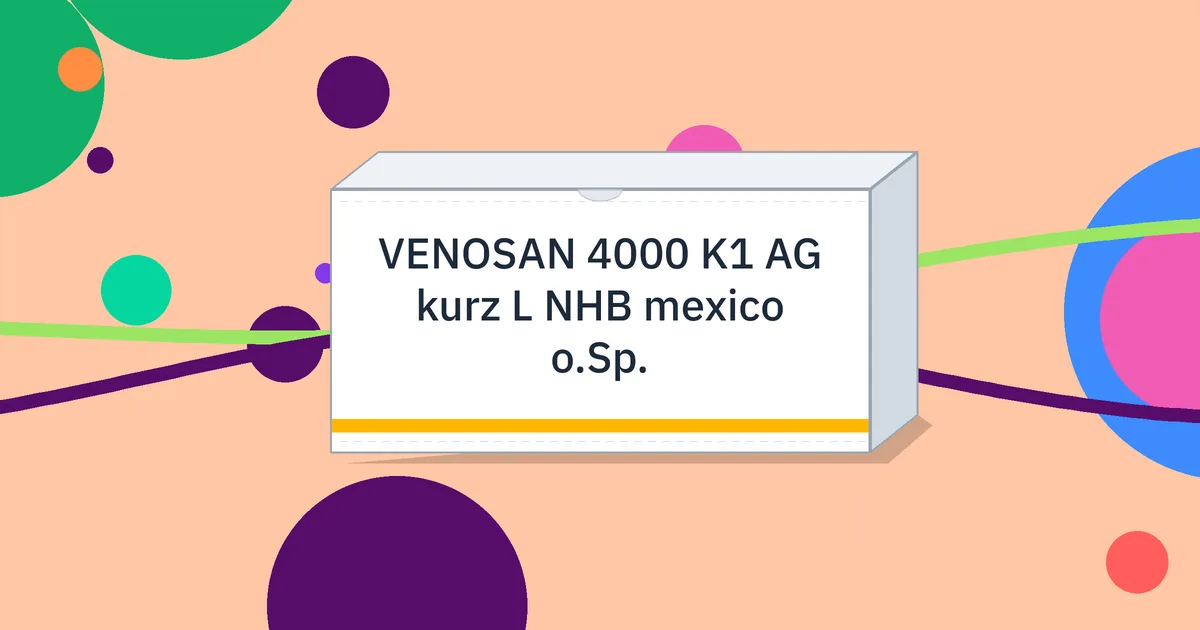Symbolbild: Packung mit der Aufschrift VENOSAN 4000 K1 AG kurz L NHB mexico o.Sp. (PZN 14423661) – Verfügbarkeit und Bezug in Apotheken in Frankfurt am Main
