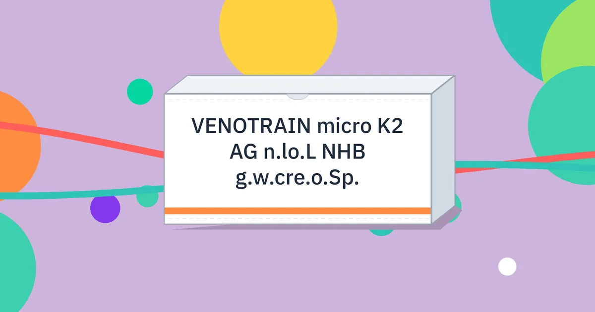 Symbolbild: Packung mit der Aufschrift VENOTRAIN micro K2 AG n.lo.L NHB g.w.cre.o.Sp. (PZN 09023273) – Verfügbarkeit und Bezug in Apotheken in Frankfurt am Main