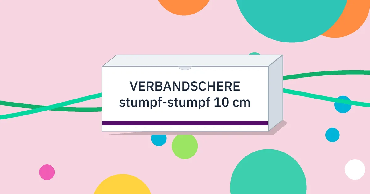 Symbolbild: Packung mit der Aufschrift VERBANDSCHERE stumpf-stumpf 10 cm (PZN 04445087) – Verfügbarkeit und Bezug in Apotheken in Frankfurt am Main