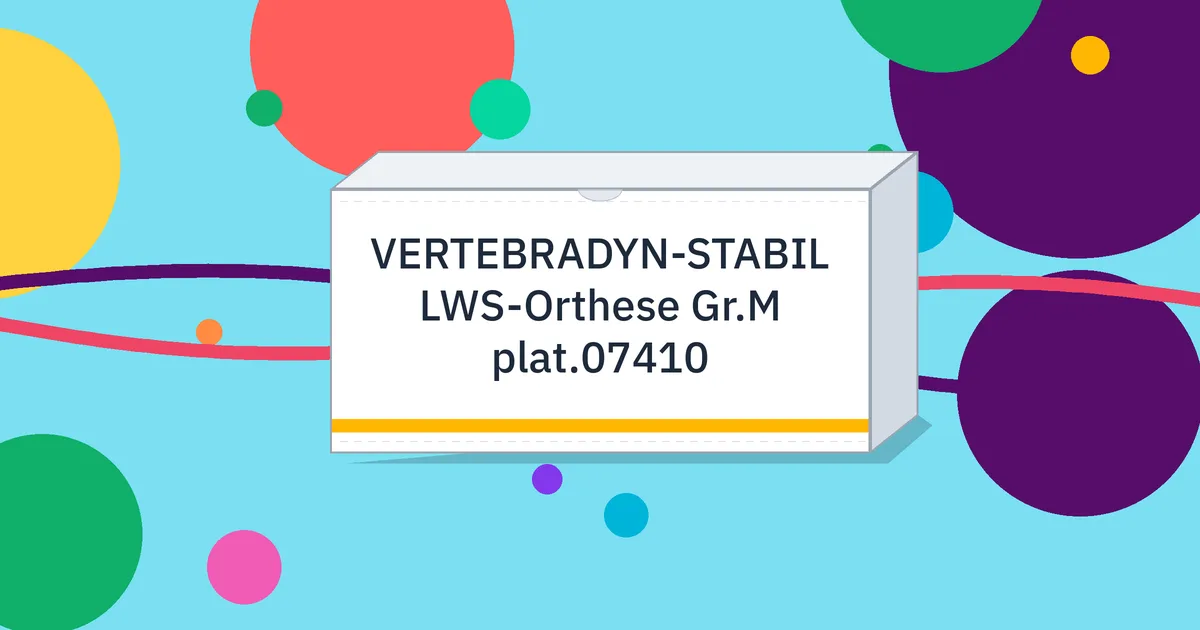 Symbolbild: Packung mit der Aufschrift VERTEBRADYN-STABIL LWS-Orthese Gr.M plat.07410 (PZN 05543099) – Verfügbarkeit und Bezug in Apotheken in Frankfurt am Main