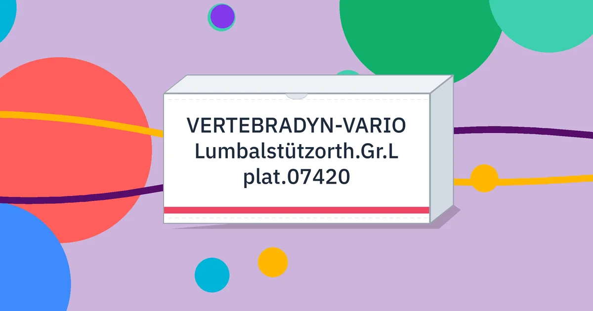 Symbolbild: Packung mit der Aufschrift VERTEBRADYN-VARIO Lumbalstützorth.Gr.L plat.07420 (PZN 10200384) – Verfügbarkeit und Bezug in Apotheken in Frankfurt am Main