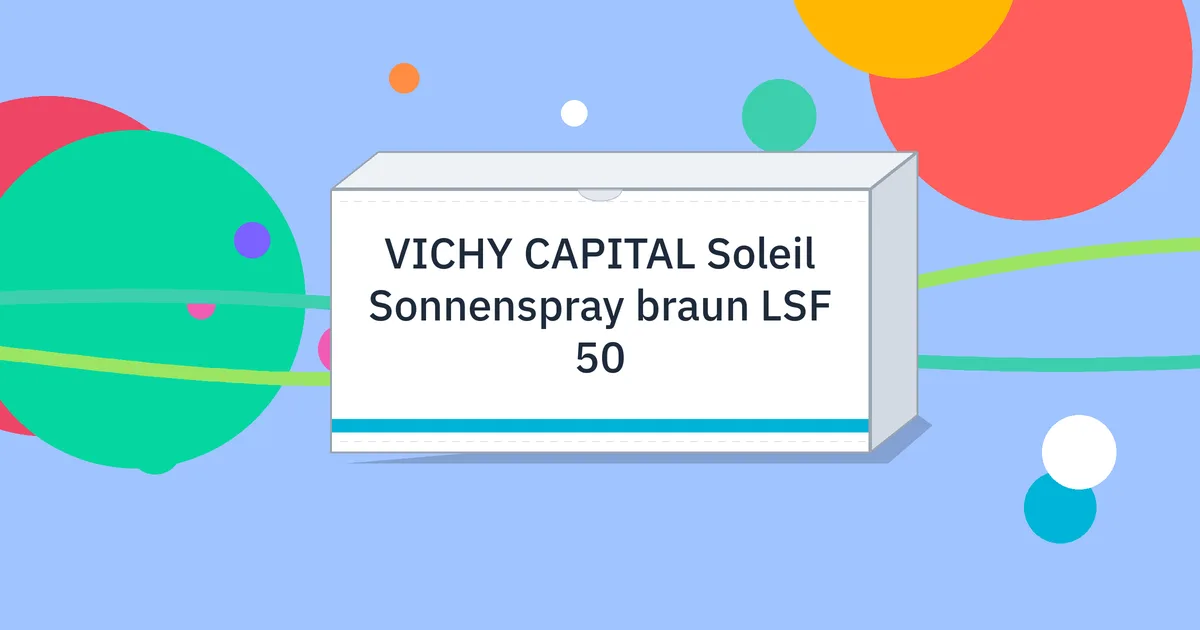 Symbolbild: Packung mit der Aufschrift VICHY CAPITAL Soleil Sonnenspray braun LSF 50 (PZN 15881549) – Verfügbarkeit und Bezug in Apotheken in Frankfurt am Main