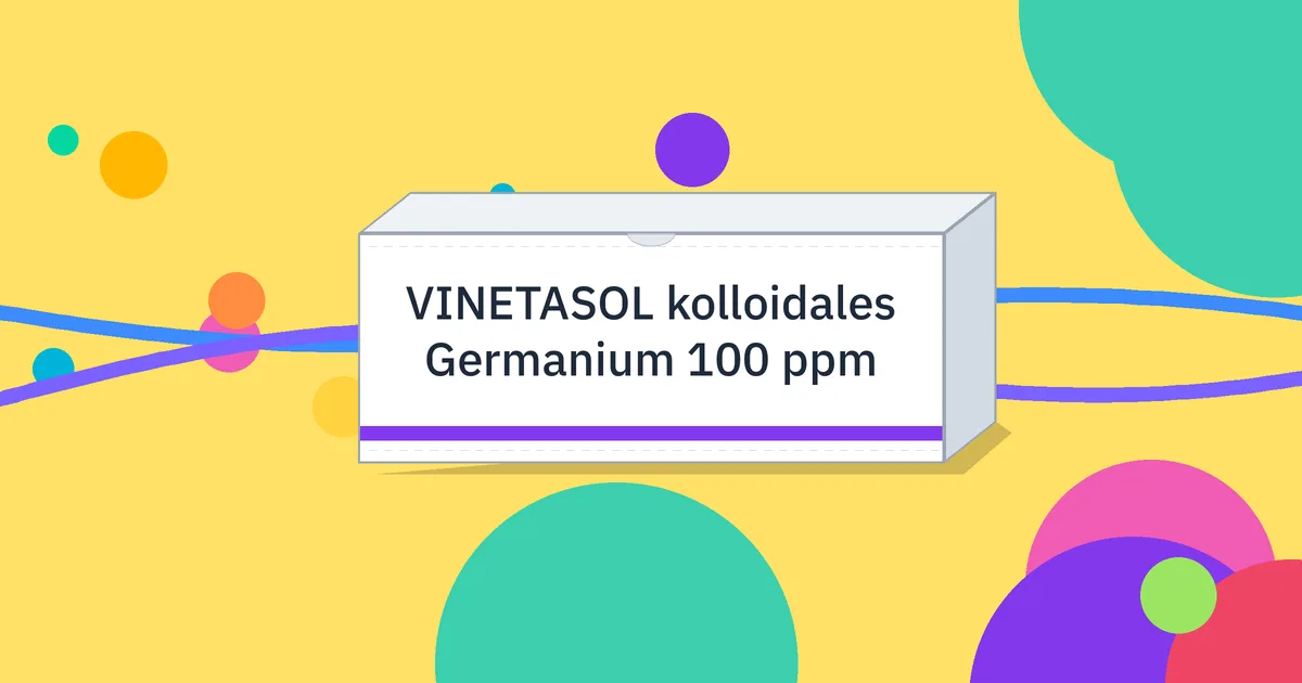 Symbolbild: Packung mit der Aufschrift VINETASOL kolloidales Germanium 100 ppm (PZN 18391768) – Verfügbarkeit und Bezug in Apotheken in Frankfurt am Main