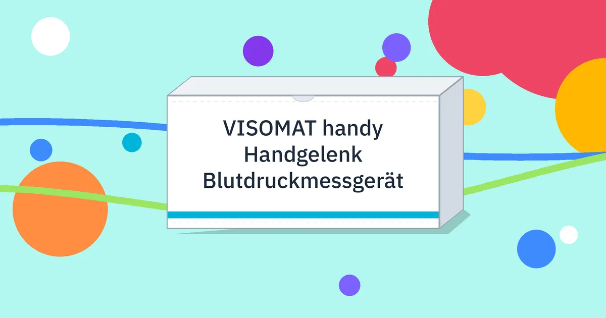 Symbolbild: Packung mit der Aufschrift VISOMAT handy Handgelenk Blutdruckmessgerät (PZN 06414470) – Verfügbarkeit und Bezug in Apotheken in Frankfurt am Main