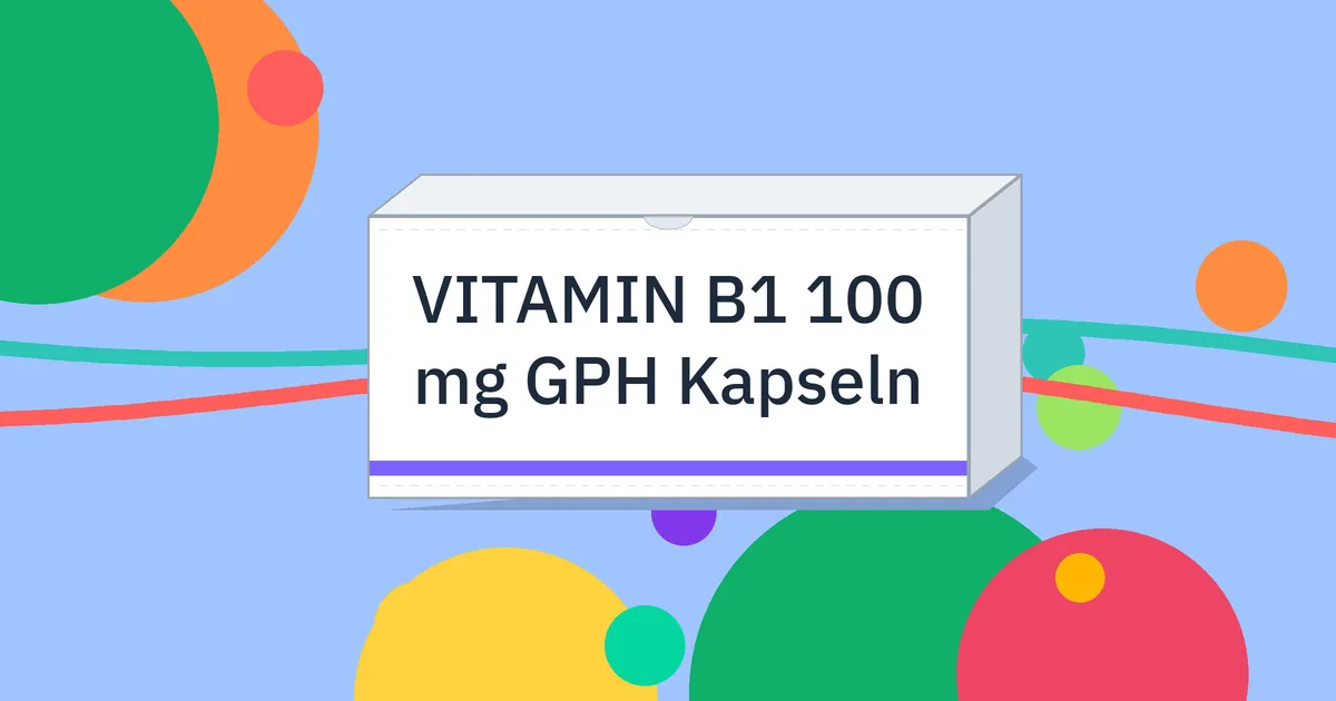 Symbolbild: Packung mit der Aufschrift VITAMIN B1 100 mg GPH Kapseln (PZN 16570662) – Verfügbarkeit und Bezug in Apotheken in Frankfurt am Main