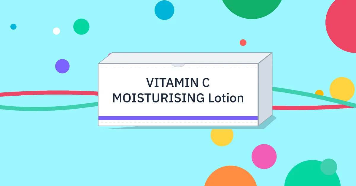 Symbolbild: Packung mit der Aufschrift VITAMIN C MOISTURISING Lotion (PZN 18772855) – Verfügbarkeit und Bezug in Apotheken in Frankfurt am Main