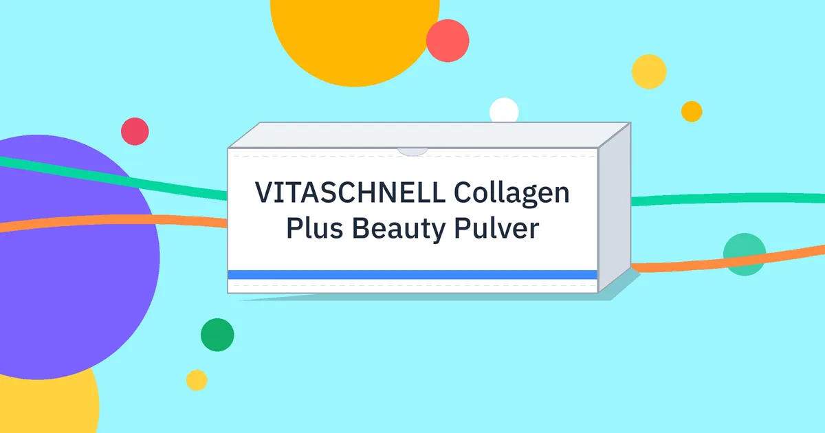 Symbolbild: Packung mit der Aufschrift VITASCHNELL Collagen Plus Beauty Pulver (PZN 19337334) – Verfügbarkeit und Bezug in Apotheken in Frankfurt am Main