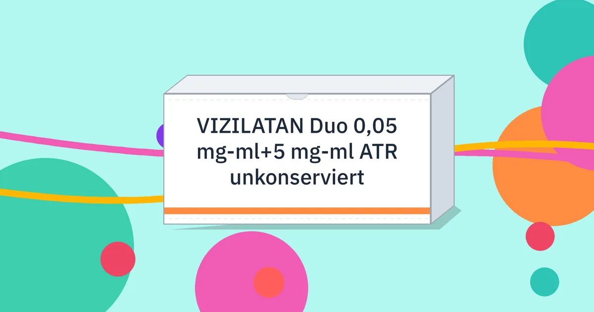Symbolbild: Packung mit der Aufschrift VIZILATAN Duo 0,05 mg-ml+5 mg-ml ATR unkonserviert (PZN 19235148) – Verfügbarkeit und Bezug in Apotheken in Frankfurt am Main