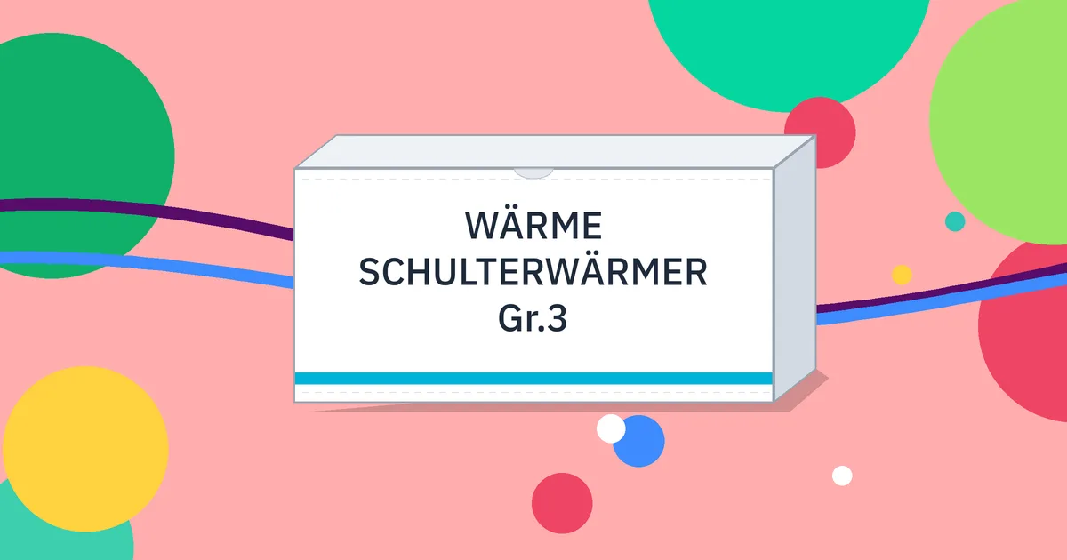 Symbolbild: Packung mit der Aufschrift WÄRME SCHULTERWÄRMER Gr.3 (PZN 02446361) – Verfügbarkeit und Bezug in Apotheken in Frankfurt am Main