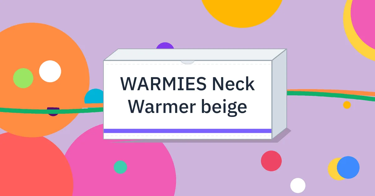 Symbolbild: Packung mit der Aufschrift WARMIES Neck Warmer beige (PZN 11138368) – Verfügbarkeit und Bezug in Apotheken in Frankfurt am Main