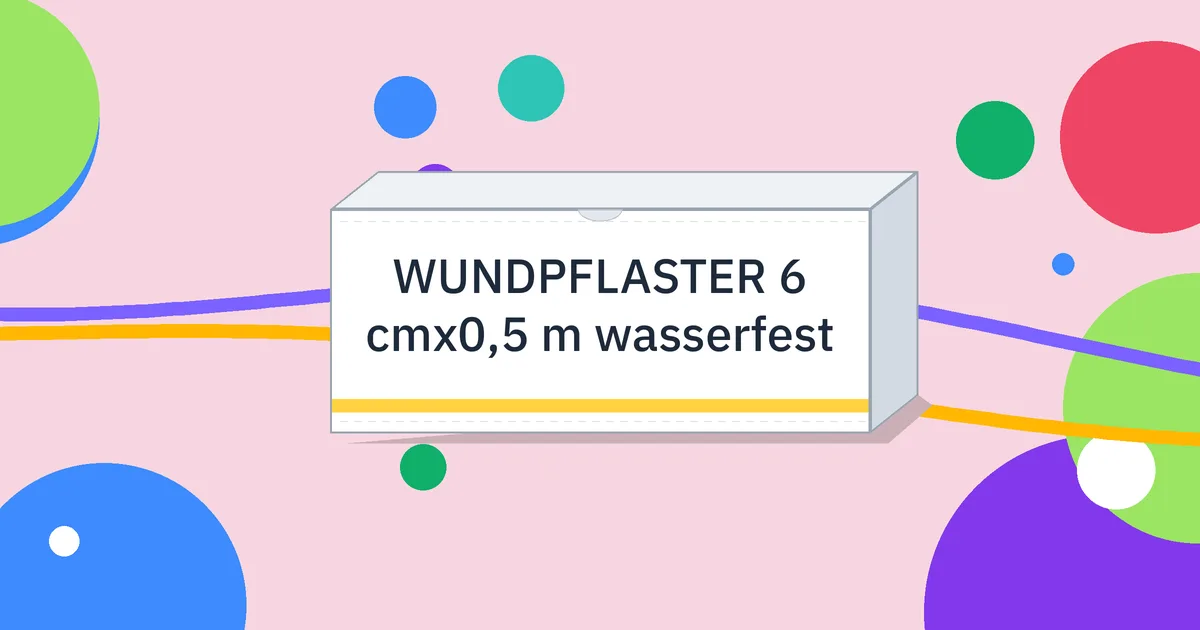 Symbolbild: Packung mit der Aufschrift WUNDPFLASTER 6 cmx0,5 m wasserfest (PZN 03241307) – Verfügbarkeit und Bezug in Apotheken in Frankfurt am Main