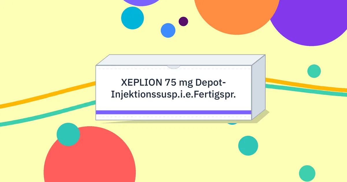 Symbolbild: Packung mit der Aufschrift XEPLION 75 mg Depot-Injektionssusp.i.e.Fertigspr. (PZN 12615439) – Verfügbarkeit und Bezug in Apotheken in Frankfurt am Main