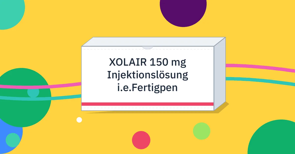 Symbolbild: Packung mit der Aufschrift XOLAIR 150 mg Injektionslösung i.e.Fertigpen (PZN 19745530) – Verfügbarkeit und Bezug in Apotheken in Frankfurt am Main