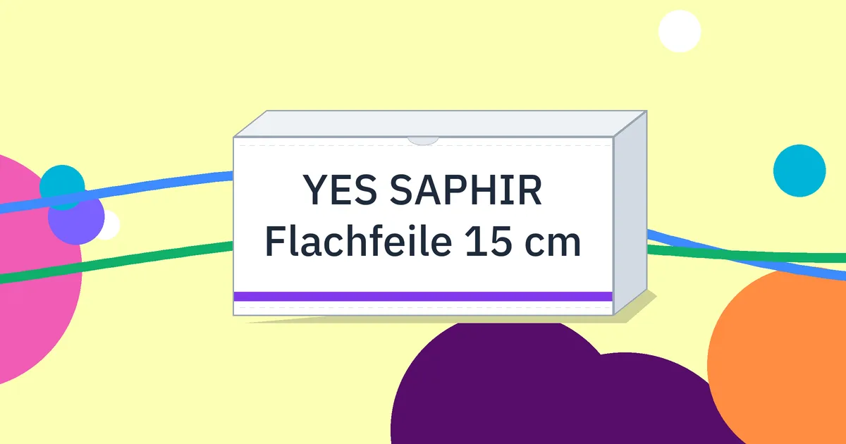 Symbolbild: Packung mit der Aufschrift YES SAPHIR Flachfeile 15 cm (PZN 14220490) – Verfügbarkeit und Bezug in Apotheken in Frankfurt am Main