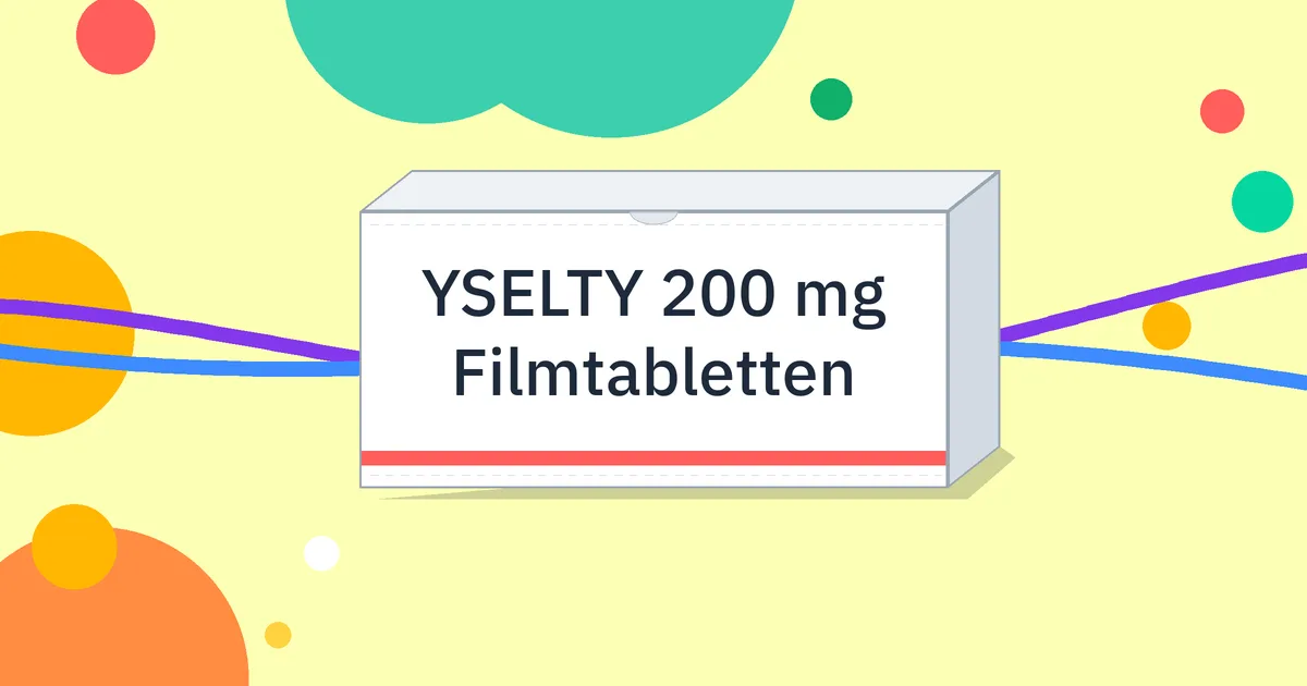 Symbolbild: Packung mit der Aufschrift YSELTY 200 mg Filmtabletten (PZN 18105923) – Verfügbarkeit und Bezug in Apotheken in Frankfurt am Main
