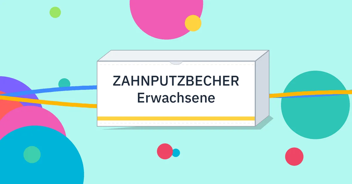 Symbolbild: Packung mit der Aufschrift ZAHNPUTZBECHER Erwachsene (PZN 14256105) – Verfügbarkeit und Bezug in Apotheken in Frankfurt am Main