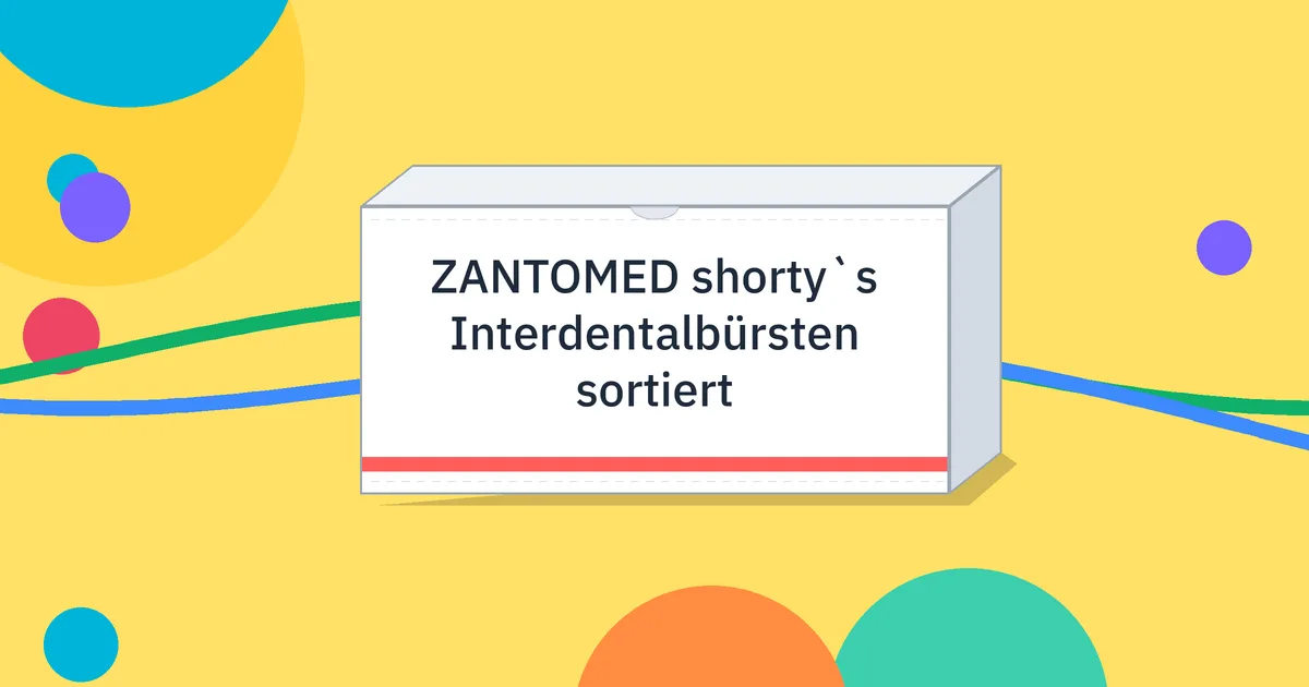 Symbolbild: Packung mit der Aufschrift ZANTOMED shorty`s Interdentalbürsten sortiert (PZN 03434756) – Verfügbarkeit und Bezug in Apotheken in Frankfurt am Main