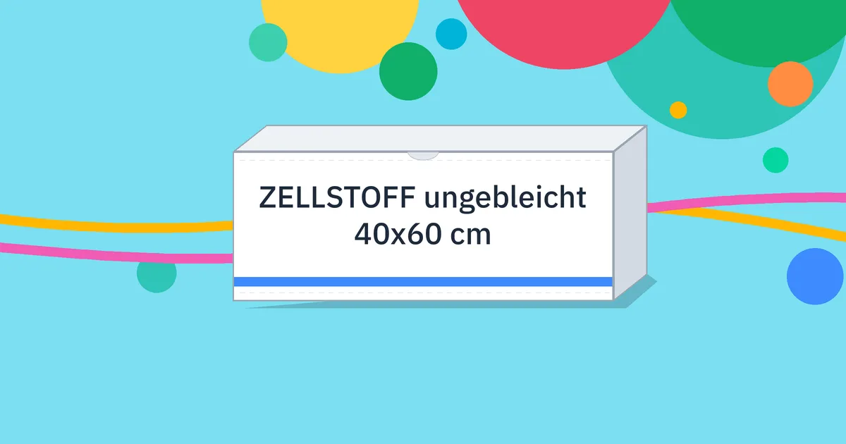 Symbolbild: Packung mit der Aufschrift ZELLSTOFF ungebleicht 40x60 cm (PZN 07211579) – Verfügbarkeit und Bezug in Apotheken in Frankfurt am Main